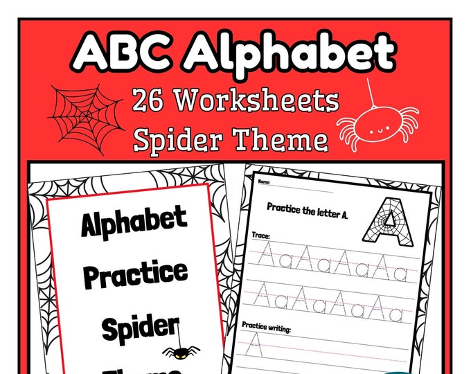 26 Spider Theme ABC Alphabet Preschool-kindergarten Worksheets ...