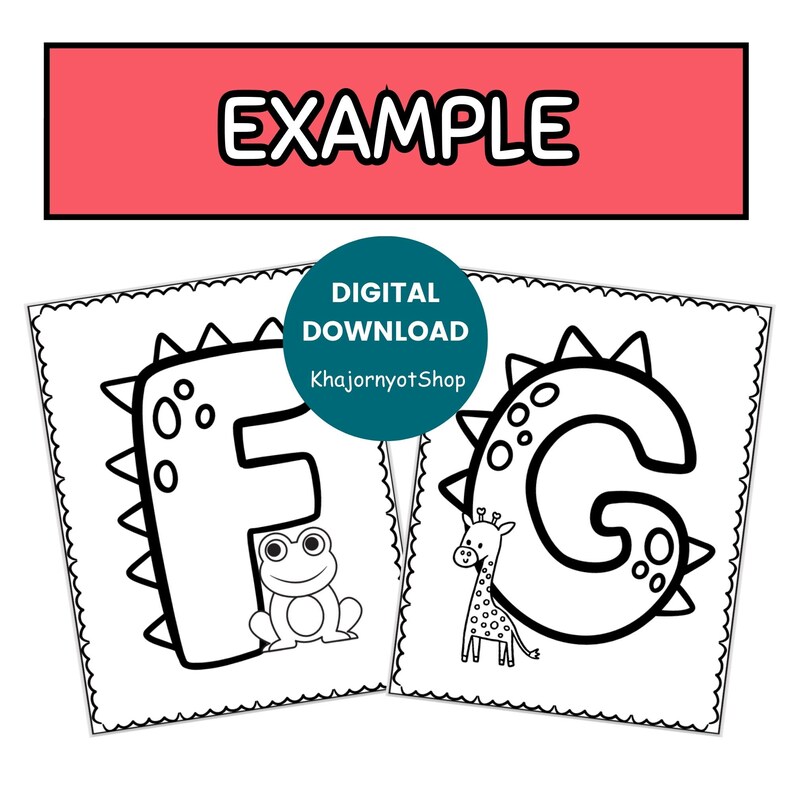 ABC Dinosaur Themed Alphabet Coloring Book Worksheets, Preschool ...