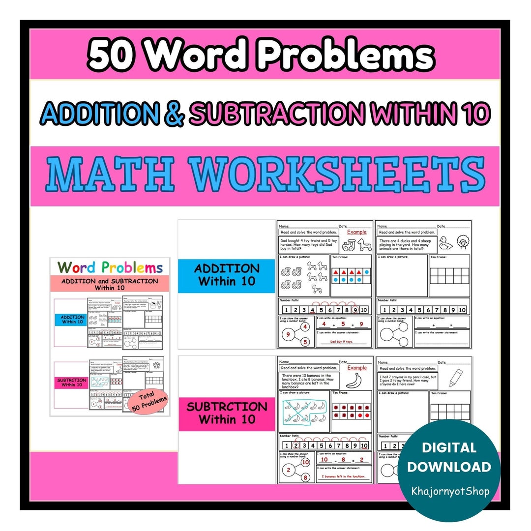 50 Kindergarten Addition and Substraction Word Problems - Etsy