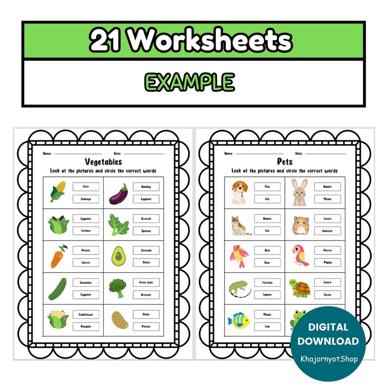 21 Kindergarten Vocabulary Activities Word Worksheets, Homeschool ...