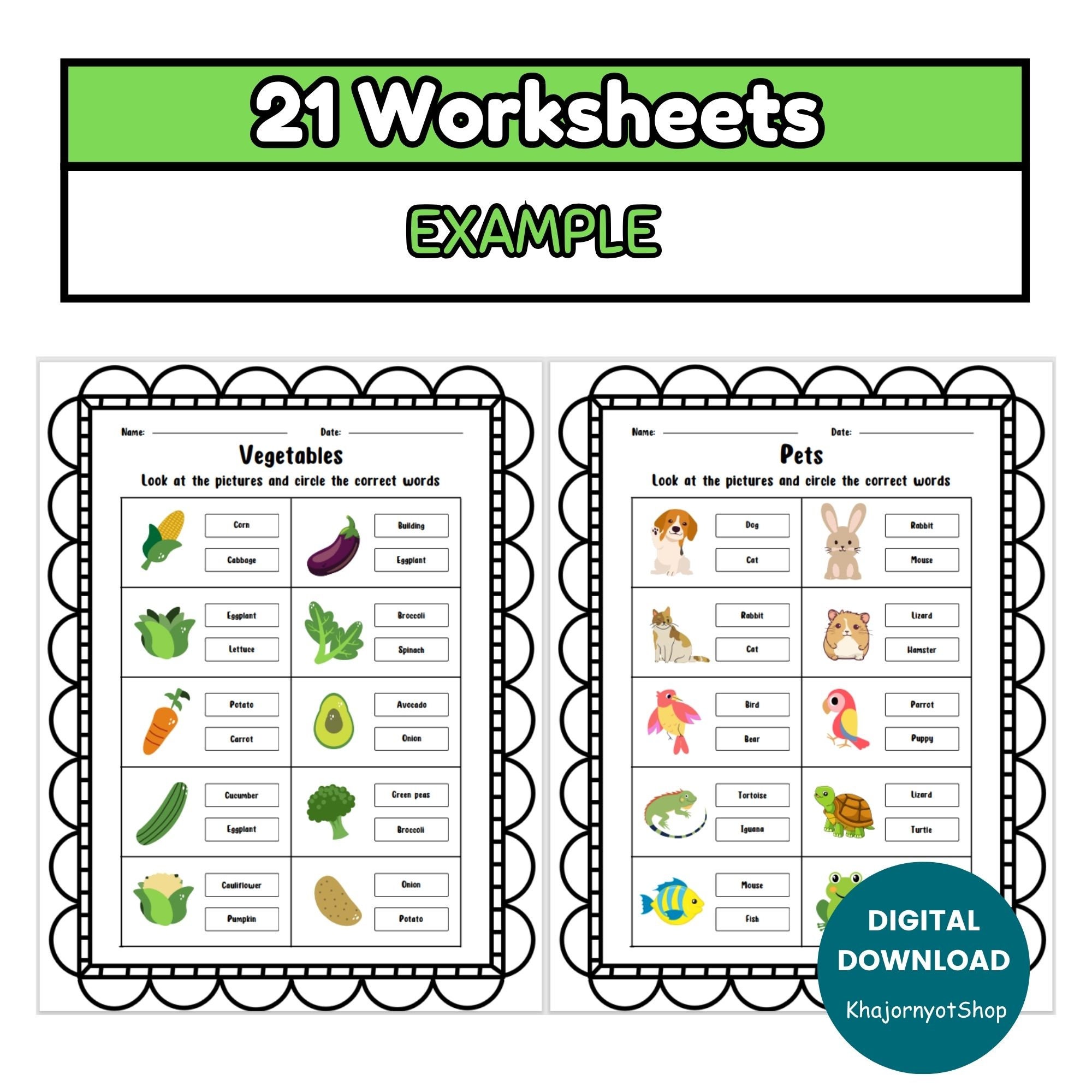 21 Kindergarten Vocabulary Activities Word Worksheets, Homeschool ...