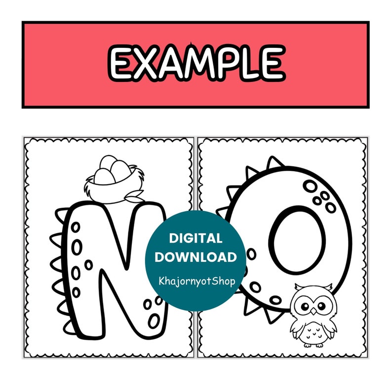 ABC Dinosaur Themed Alphabet Coloring Book Worksheets, Preschool ...