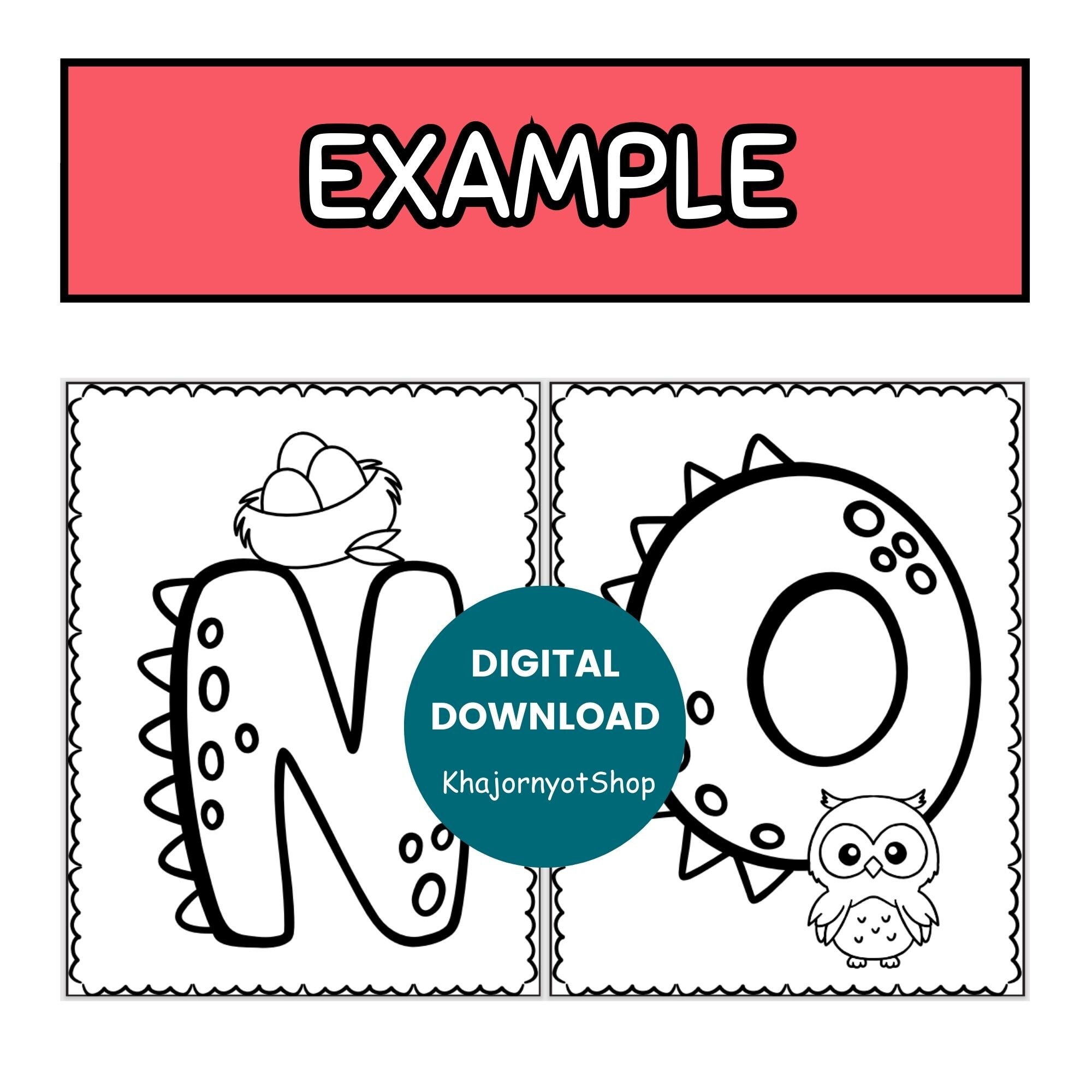 ABC Dinosaur Themed Alphabet Coloring Book Worksheets, Preschool ...