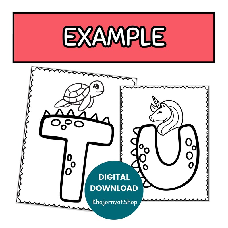 ABC Dinosaur Themed Alphabet Coloring Book Worksheets, Preschool ...