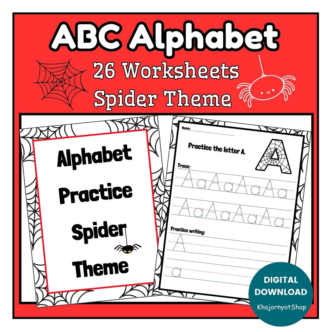 26 Spider Theme ABC Alphabet Preschool-kindergarten Worksheets ...