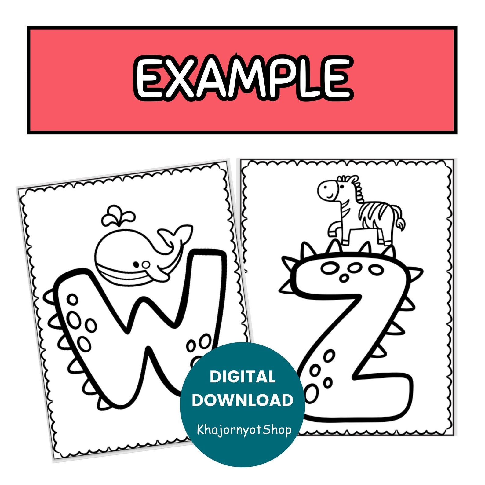 ABC Dinosaur Themed Alphabet Coloring Book Worksheets, Preschool ...