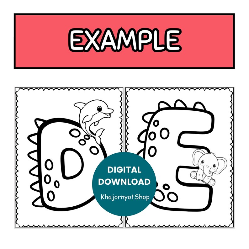 ABC Dinosaur Themed Alphabet Coloring Book Worksheets, Preschool ...