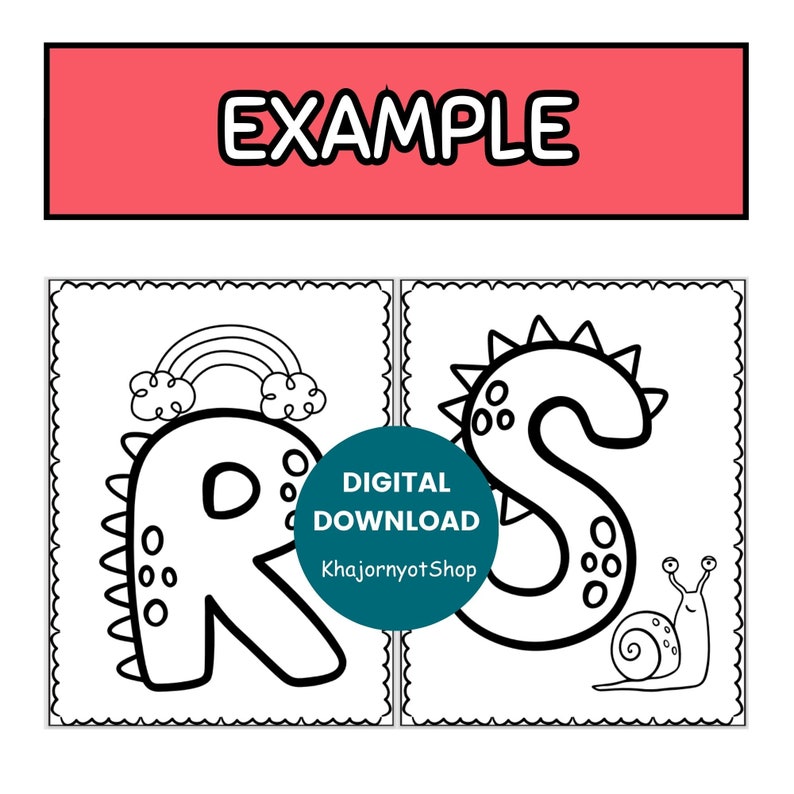 ABC Dinosaur Themed Alphabet Coloring Book Worksheets, Preschool ...