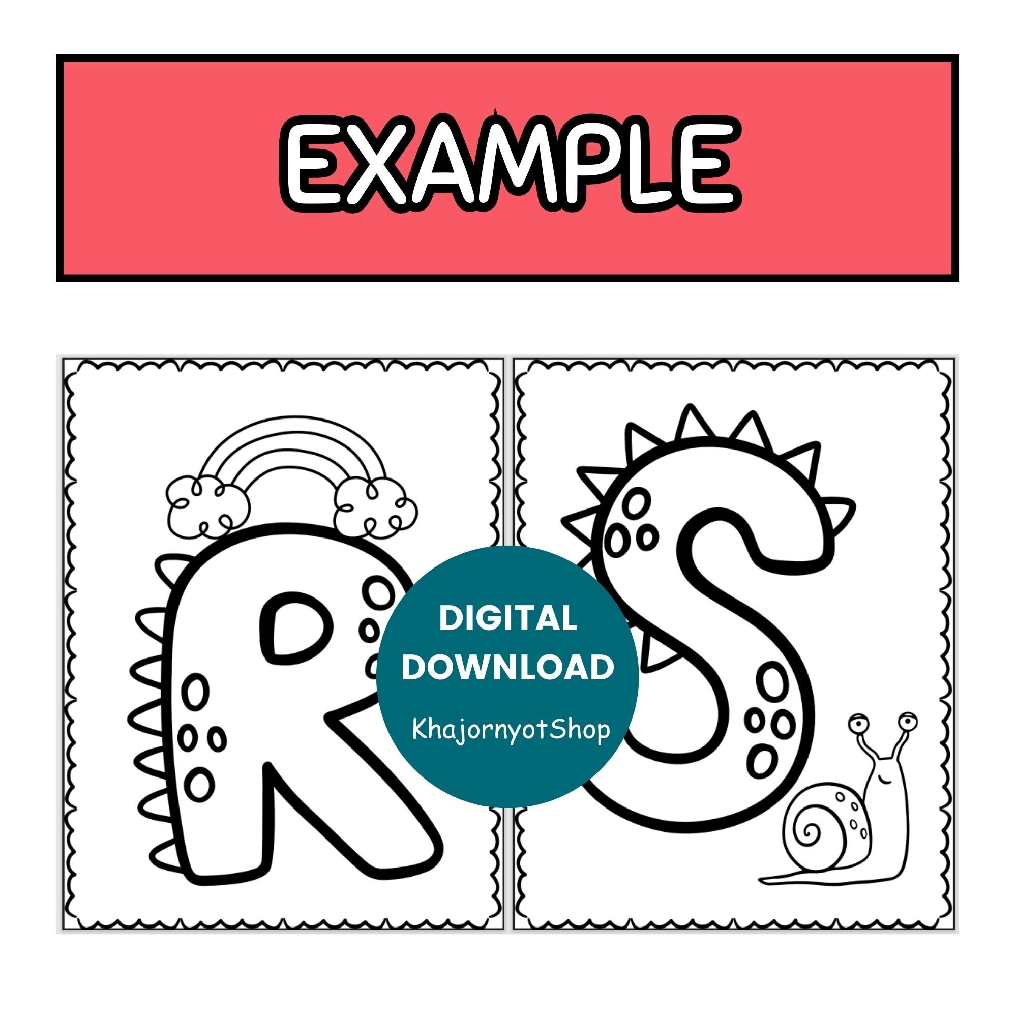 ABC Dinosaur Themed Alphabet Coloring Book Worksheets, Preschool ...