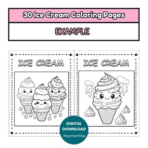 30 Kawaii Ice Cream Coloring Pages for Kids, Printable Kawaii Coloring ...