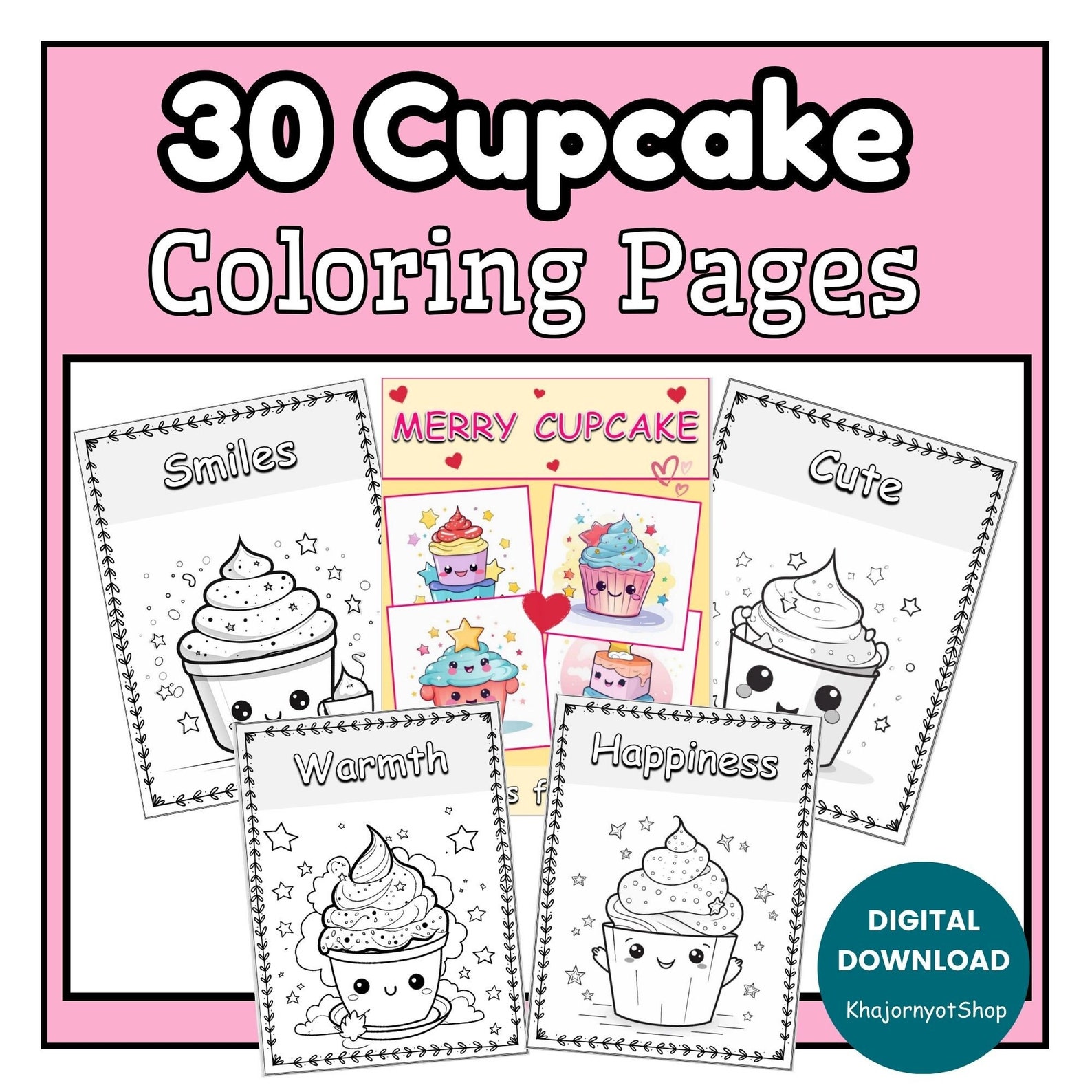 30 Cupcake Coloring Pages, Printable Coloring Pages, Cupcake Birthday ...