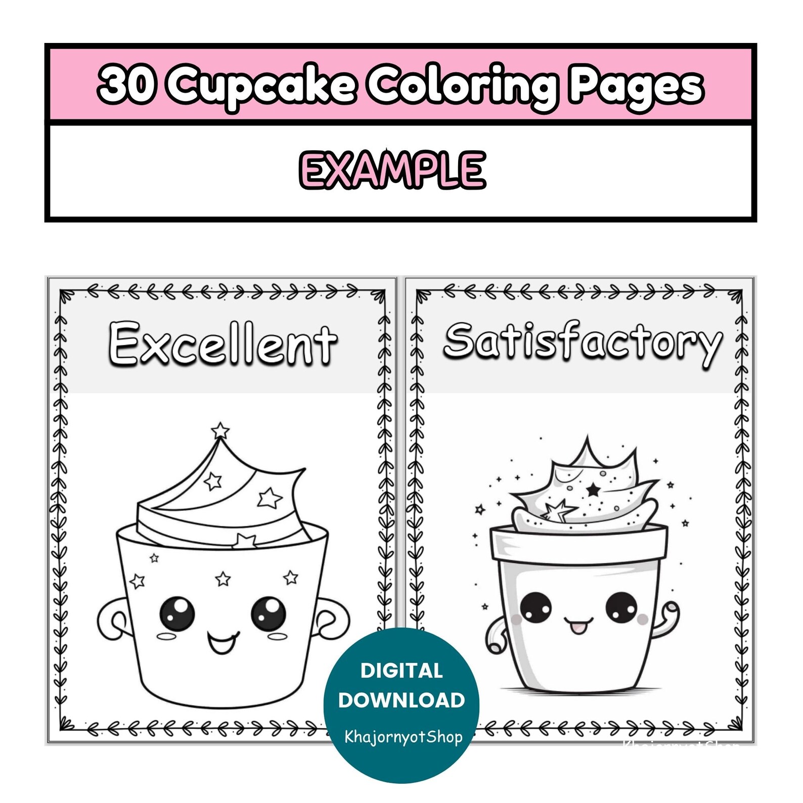 30 Cupcake Coloring Pages, Printable Coloring Pages, Cupcake Birthday ...