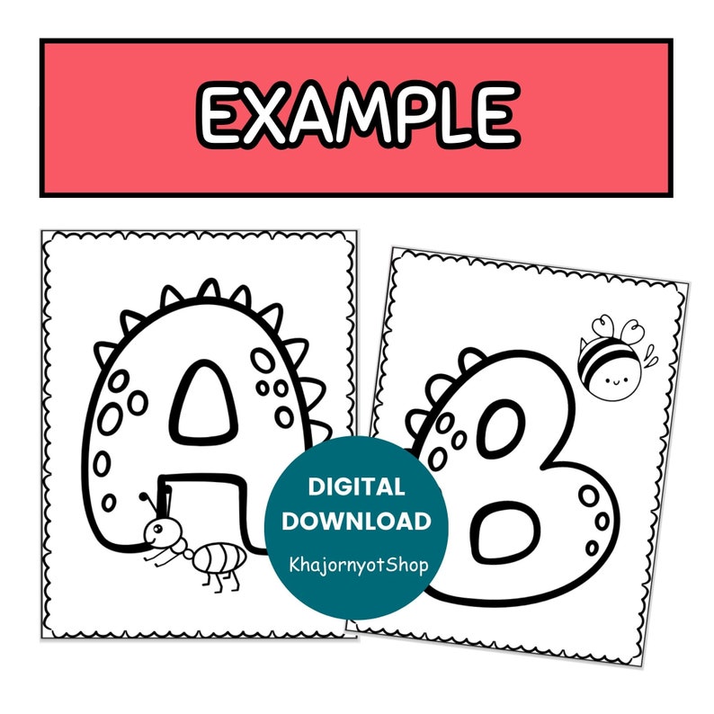 ABC Dinosaur Themed Alphabet Coloring Book Worksheets, Preschool ...