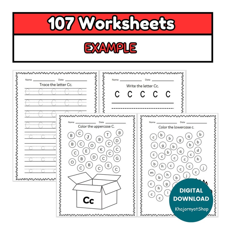 ABC Alphabet Preschool-kindergarten 107 Worksheets, Homeschool ABC ...
