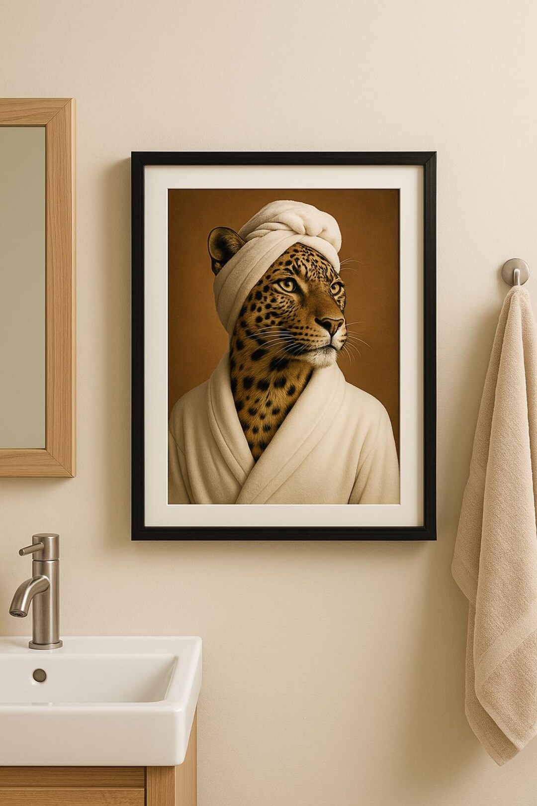 Elegant Leopard Spa Portrait | Printable Wall Art | Animal Glam Decor ...