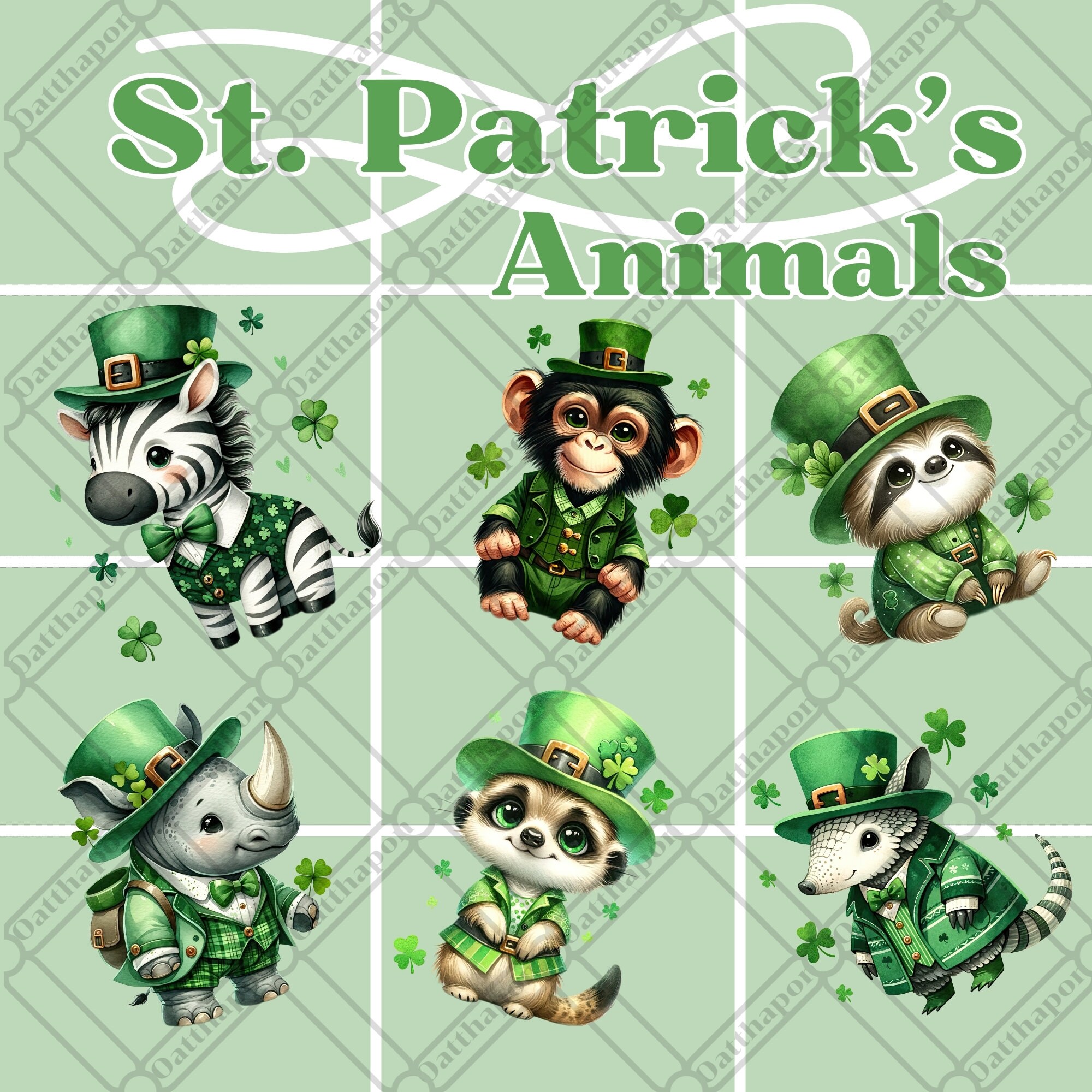 Watercolor Saint Patricks, Animals Clipart, 12 PNG, Festive Animals, St ...