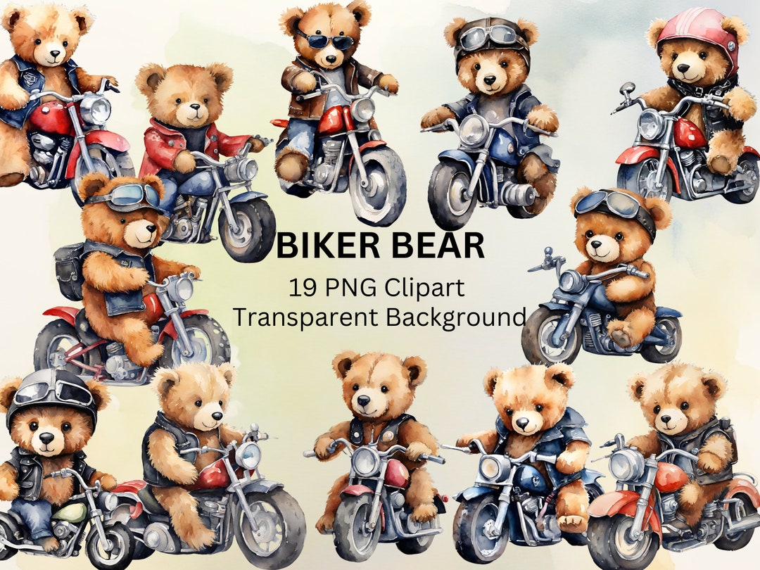 Biker Bear, 19 PNG Clipart Bundle, Instant Download, Commercial ...