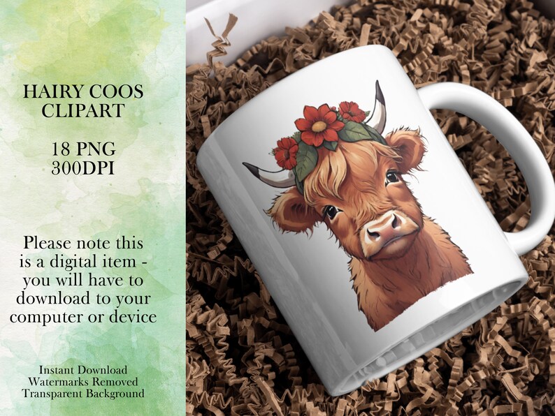 Hairy Coos, 18 PNG Clipart Bundle, Instant Download, Commercial ...