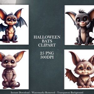 Cute Halloween Bats, 25 PNG Clipart Bundle, Instant Download ...