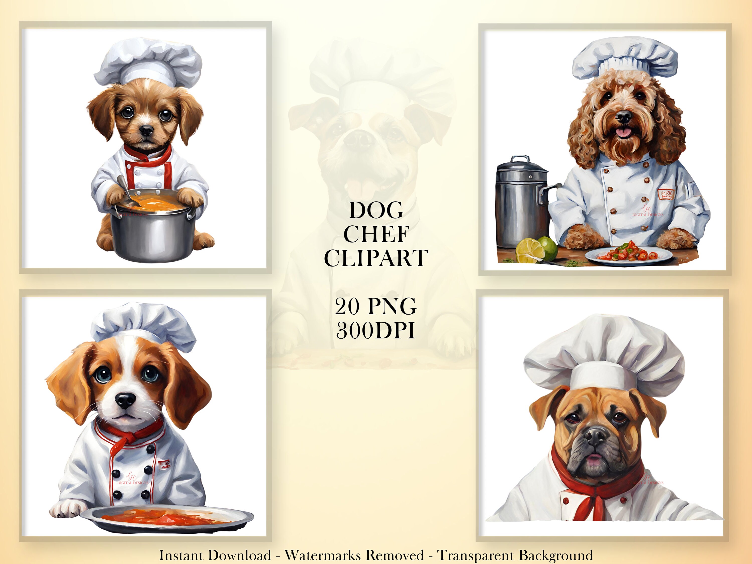 Dog Chef Clipart, 20 PNG Clipart Bundle, Instant Download, Commercial ...