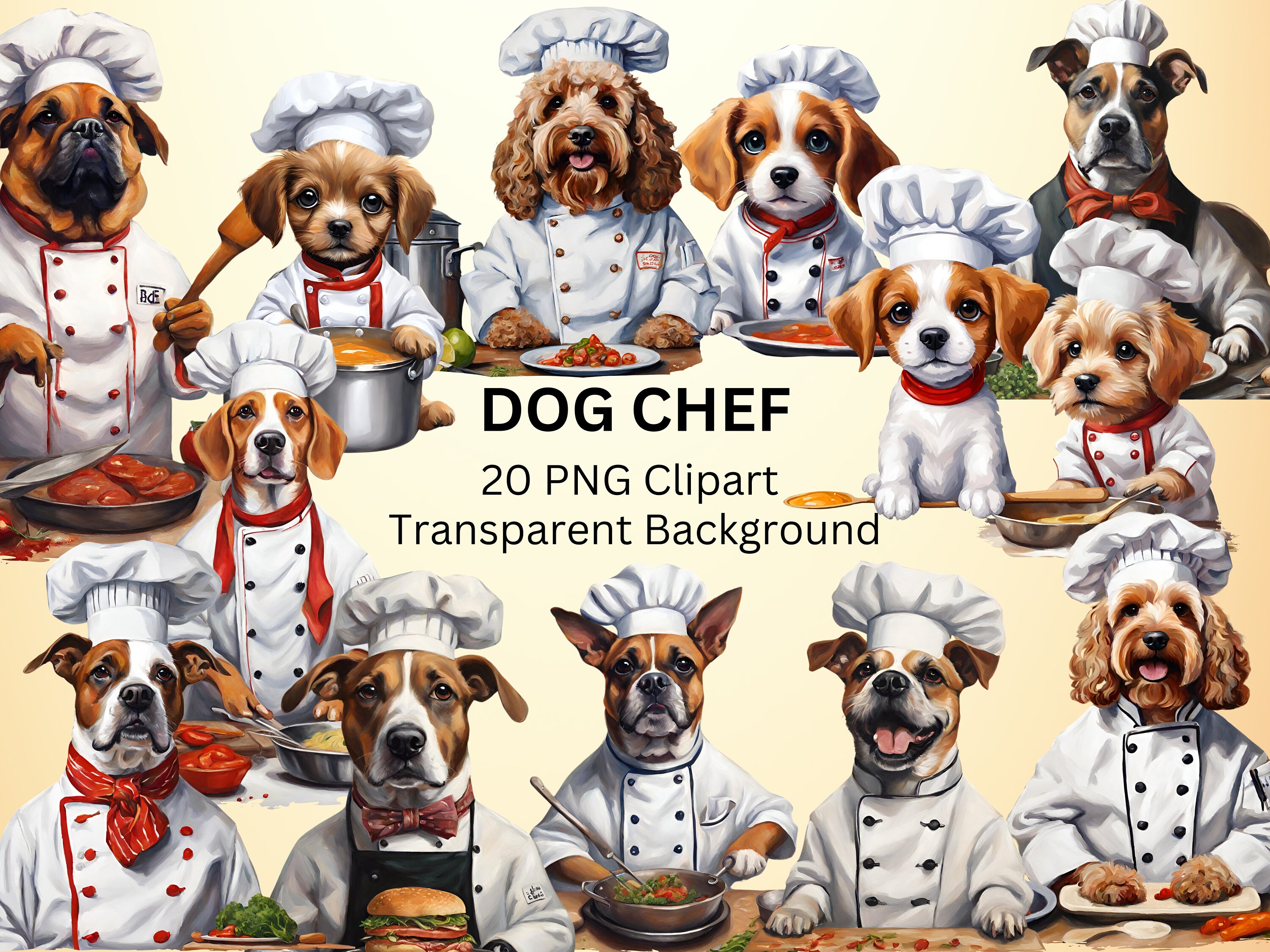Dog Chef Clipart, 20 PNG Clipart Bundle, Instant Download, Commercial ...