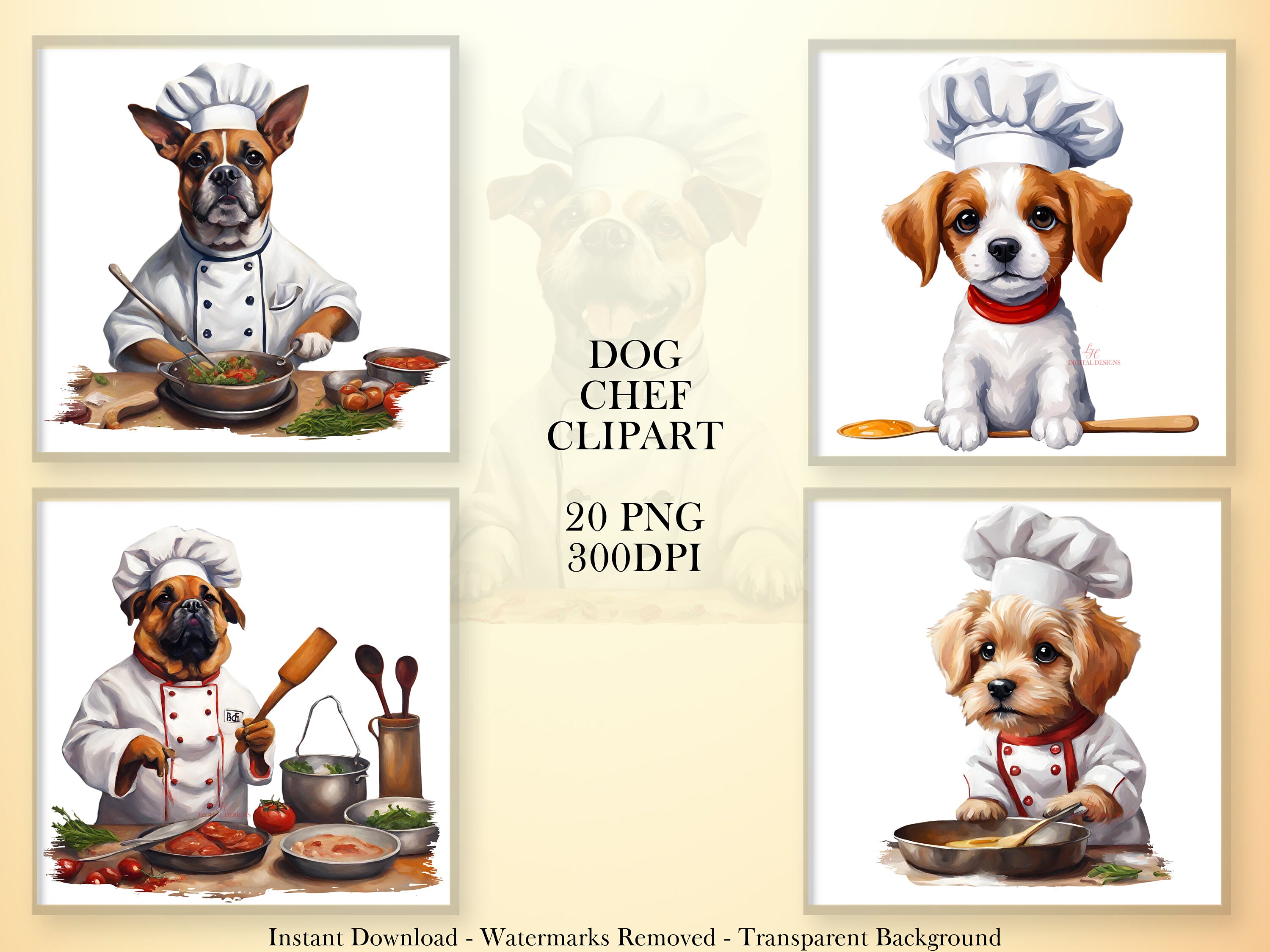 Dog Chef Clipart, 20 PNG Clipart Bundle, Instant Download, Commercial ...