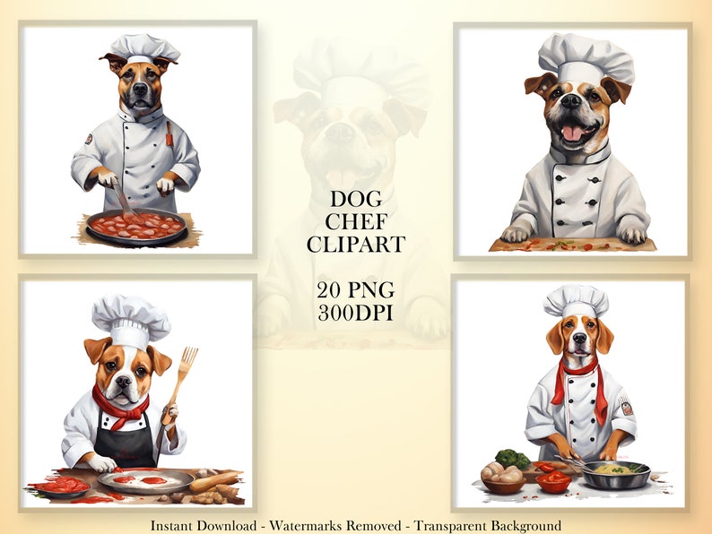 Dog Chef Clipart, 20 PNG Clipart Bundle, Instant Download, Commercial ...