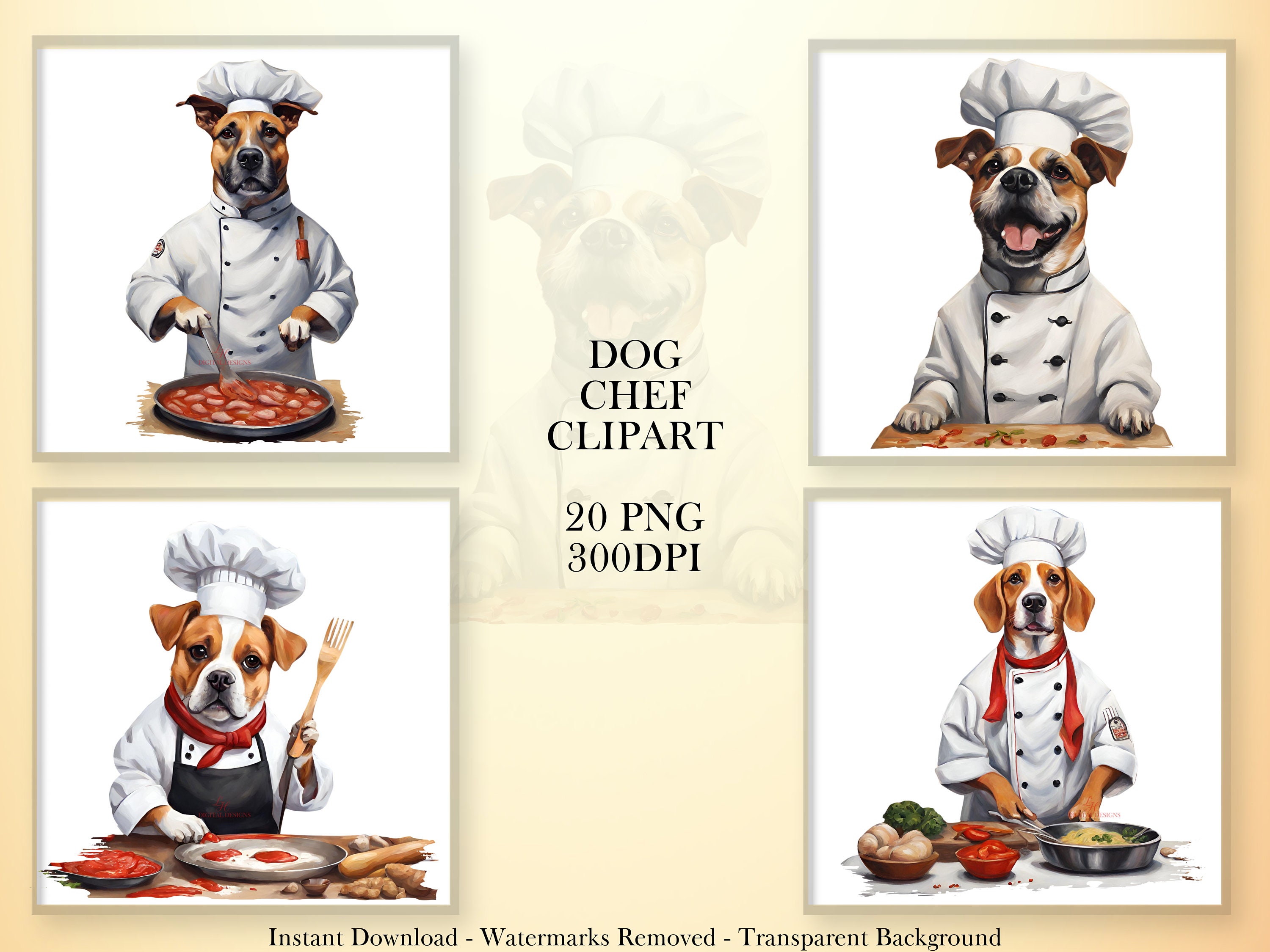 Dog Chef Clipart, 20 PNG Clipart Bundle, Instant Download, Commercial ...