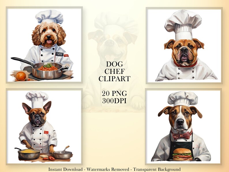 Dog Chef Clipart, 20 PNG Clipart Bundle, Instant Download, Commercial ...