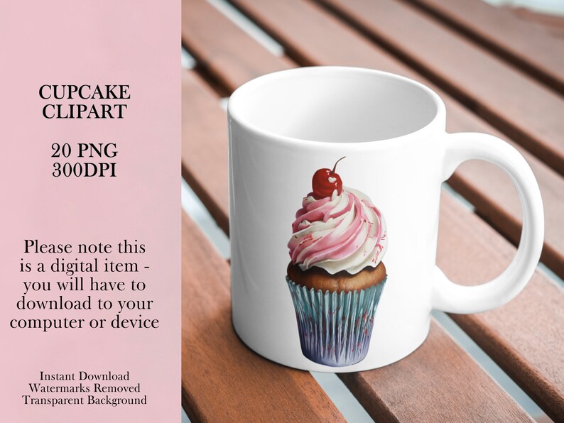 Cute Cupcake Clipart, 20 PNG Clipart Bundle, Cupcake Art, Instant ...
