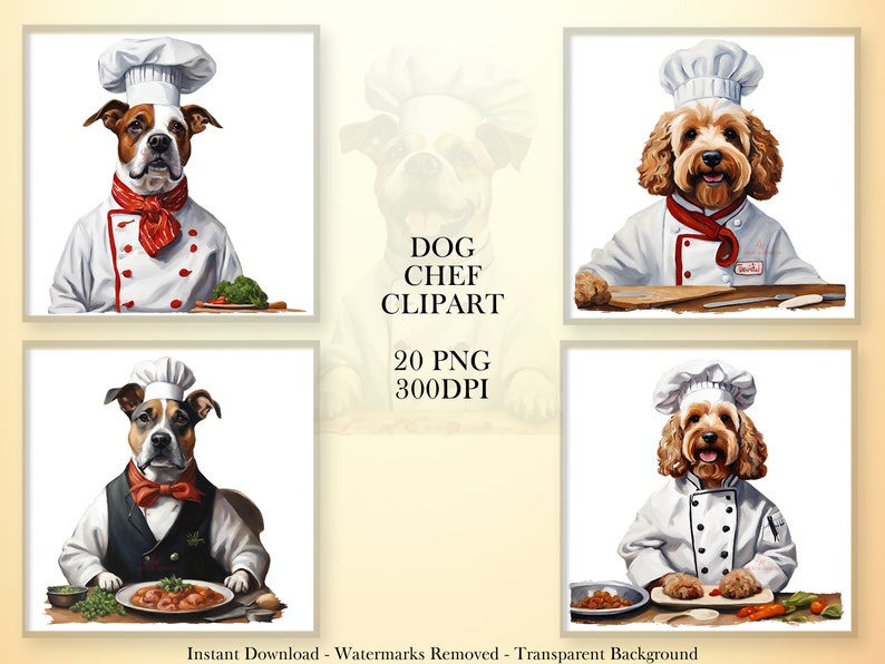 Dog Chef Clipart, 20 PNG Clipart Bundle, Instant Download, Commercial ...