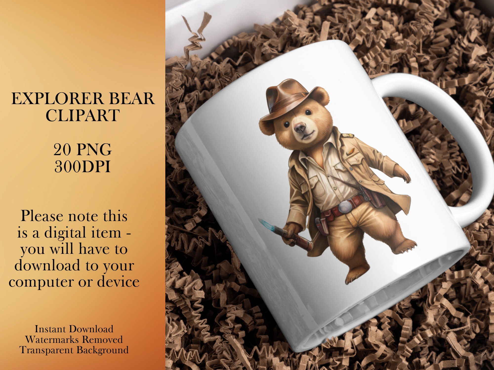Cute Explorer Bears, 20 PNG Clipart Bundle, Instant Download ...