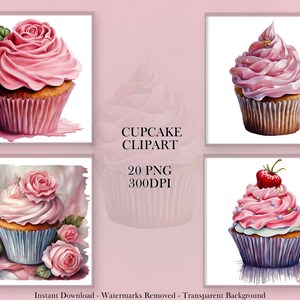 Cute Cupcake Clipart, 20 PNG Clipart Bundle, Cupcake Art, Instant ...