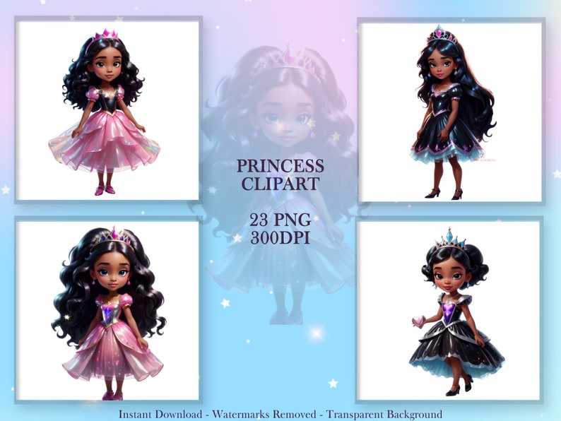 Cute Princess Clipart, 23 PNG Clipart Bundle, Set B, Instant Download ...
