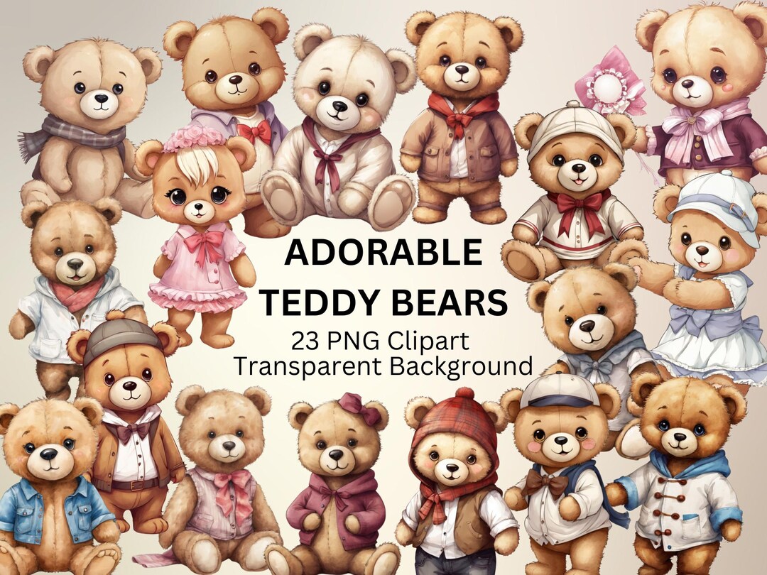 Teddy Bear Clipart, 23 PNG Clipart Bundle, Instant Download, Commercial ...