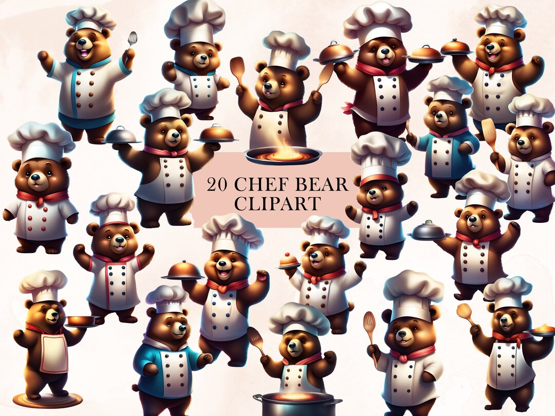 Chef Bear Clipart PNG - 20 Pngs, Set B, Instant Download - Etsy