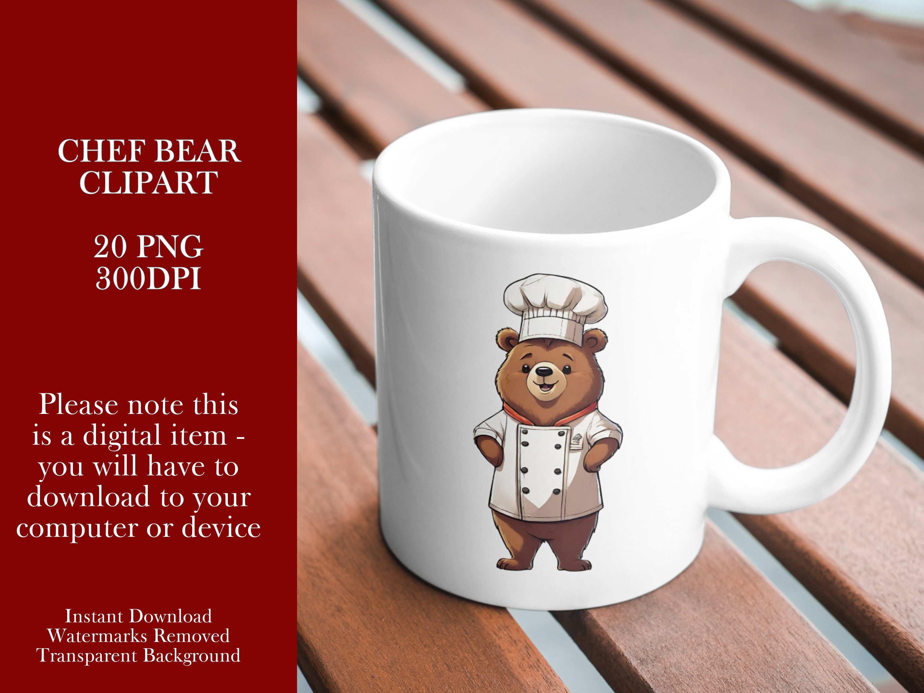 Bear Chef in Chefs Hat, Cooking, Baking, Clipart PNG - 20 Png Bundle ...