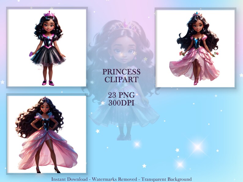 Cute Princess Clipart, 23 PNG Clipart Bundle, Set B, Instant Download ...