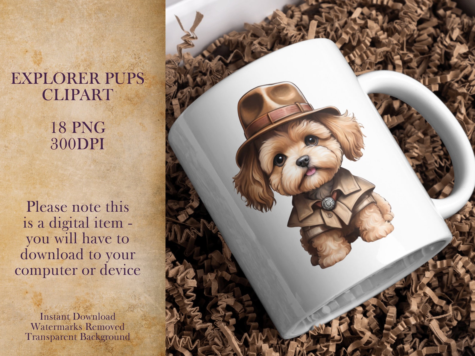 Cute Explorer Pups, 18 PNG Clipart Bundle, Instant Download, Commercial ...