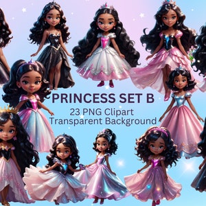 Cute Princess Clipart, 23 PNG Clipart Bundle, Set B, Instant Download ...