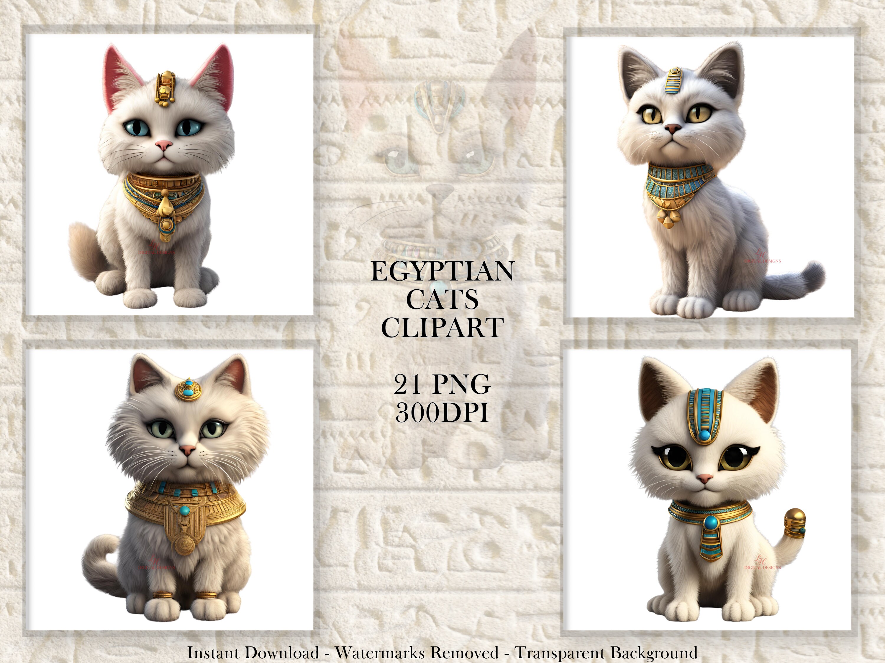 Egyptian Cats, 21 PNG Clipart Bundle, Instant Download, Commercial ...