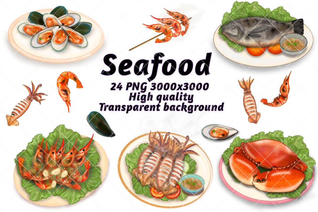 Seafood Draw Realistic Pictures - Etsy