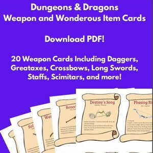 Dnd Weapon & Wonderous Items Card Pack Digital Download Dnd Weapon ...