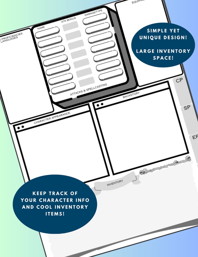 Dnd Character Sheet Digital Download PDF - Etsy Australia