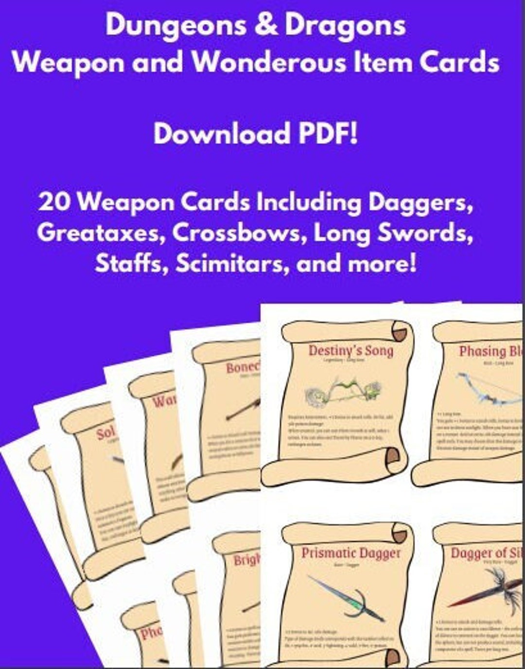 Dnd Weapon & Wonderous Items Card Pack Digital Download Dnd Weapon ...