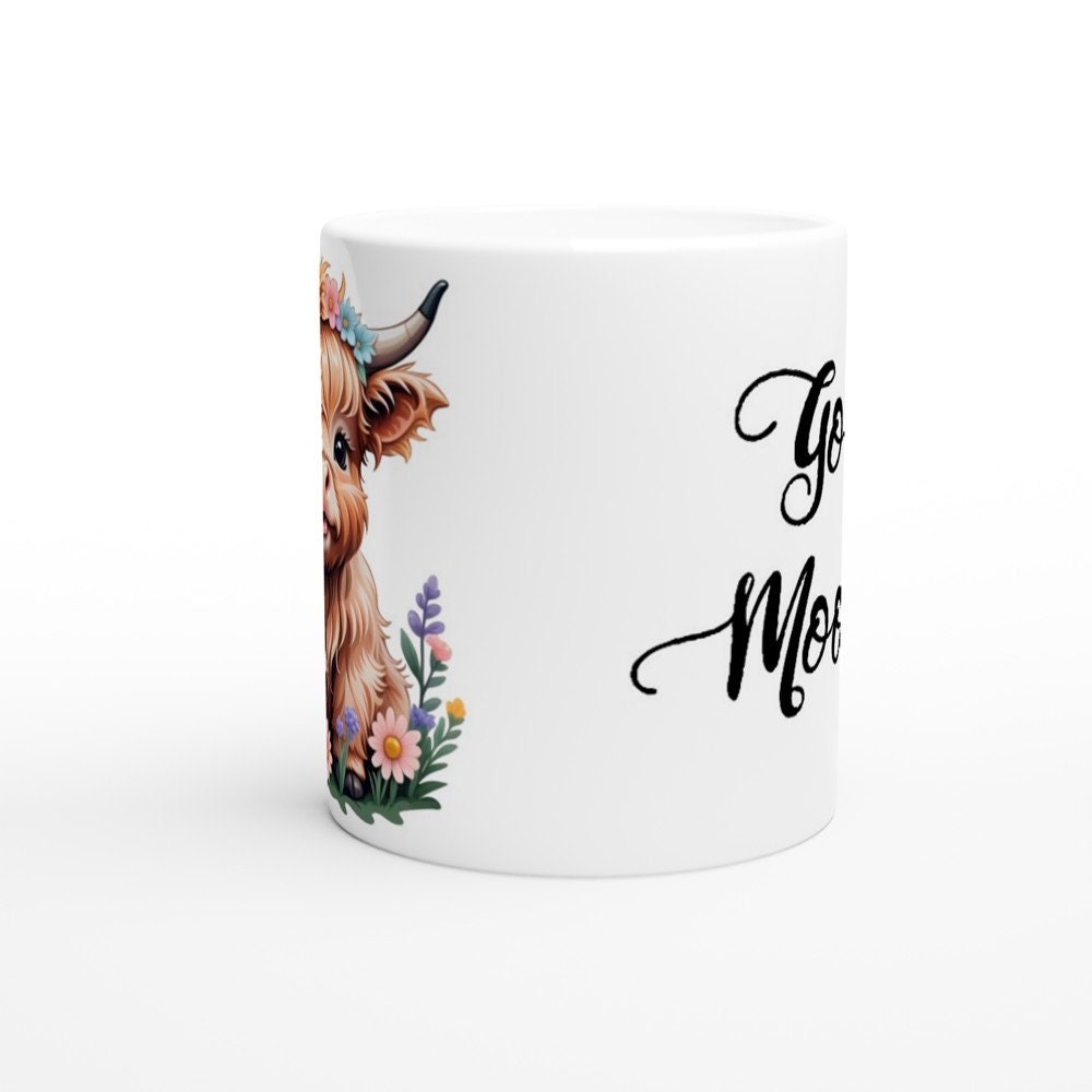 Cute Highland Cow Mug With " Good Mooning " - Ceramic Mug - Gift Idea ...