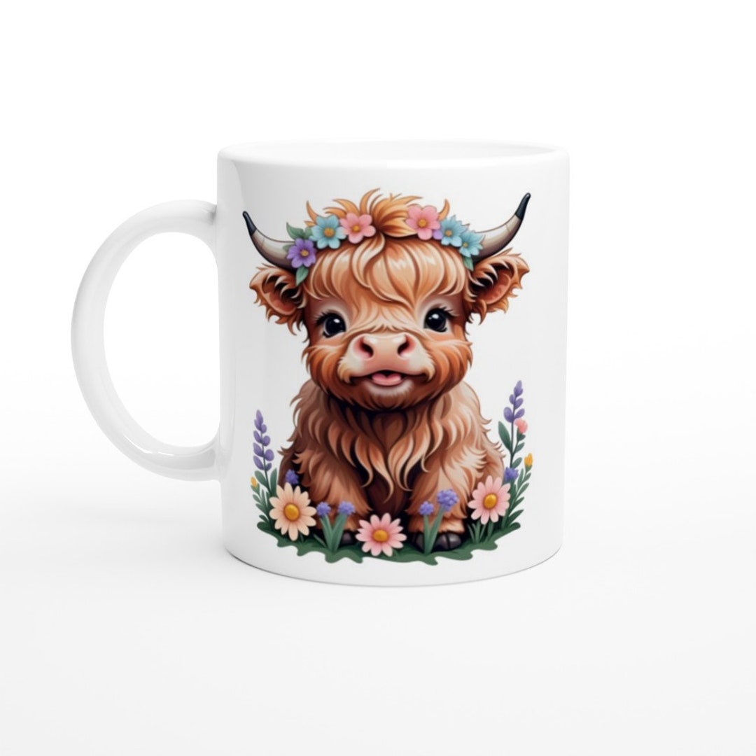 Cute Highland Cow Mug With Good Mooning - Etsy