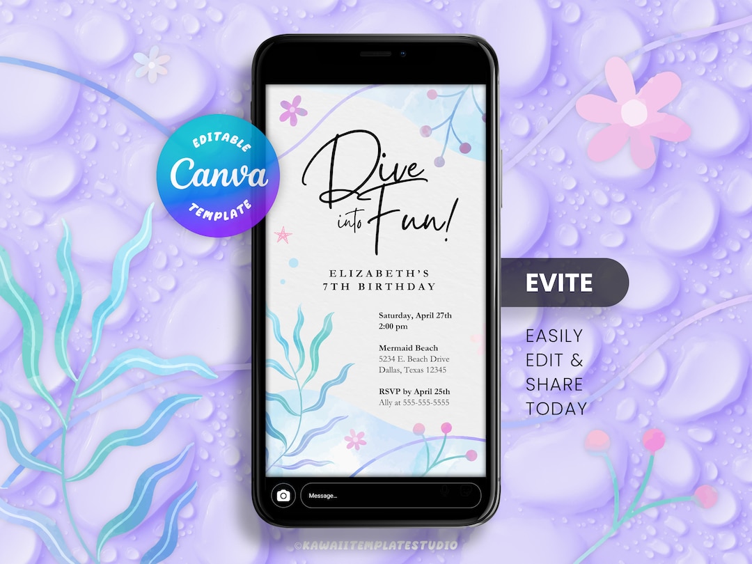 Editable Under the Sea Dive Into Fun Birthday Evite Invitation Fun ...