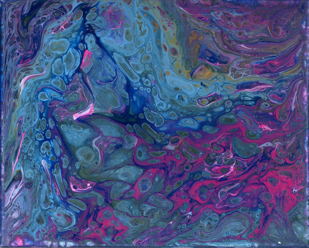 Pink and Blue Pour Over Painting - Instant Digital Download - Etsy