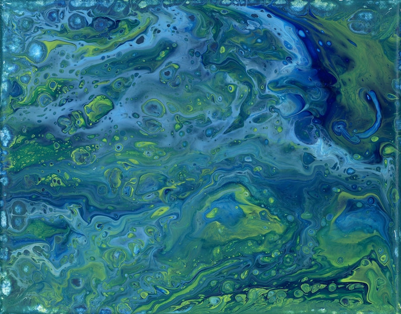Blue and Green Pour Over Painting - Instant Digital Download - Etsy